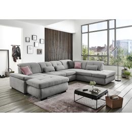 Ecksofa DIE PLANBAR "MP-IN16012 L-Form, mit Federkern-Polsterung", silber, B:371cm H:85cm T:195cm, 85% Polyester;15% Nylon, Sofas, Ecksofa, inkl. Sitztiefenverstellung wahlweise mit weiteren Funktionen
