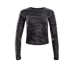 Langarmshirt WINSHAPE "AET119LS", Damen, Gr. XL, grau (zebra, grau), 85% Polyester, 15% Elasthan, Rundhals, Shirts Langarmshirt, Cropped Functional Light and Soft