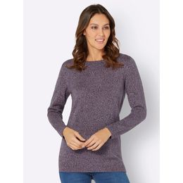 Longpullover Classic Basics "Long-Pullover", Damen, Gr. 52, lila (aubergine, meliert), 100% Polyacryl, gemustert, mehrfarbig, meliert, Pullover Longpullover