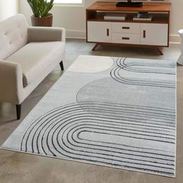 Teppich Carpet City "BONITO 7157", grau, B:80cm H:11mm L:150cm, Obermaterial: 100% Polypropylen, Teppiche, Teppich, L&auml;ufer, Flachflor, Hochtief-Muster/ 3D-Effekt, Geo-Muster, Wohnzimmer