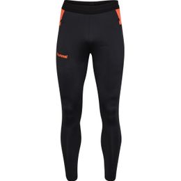 Trainingshose Hummel "HMLBLAZE PRO TRAINING PANTS", Damen, Gr. L, N-Gr, orange (schwarz, orange), Obermaterial: 90% Polyester, 10% Elasthan, Hosen Trainingshose