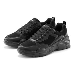 Sneaker Lascana "Turnschuhe", Damen, Gr. 37, schwarz (schwarz, schwarz), Obermaterial: 50% Lederimitat, 50% Textilmaterial. Decksohle: 100% Textilmaterial. Futter: 100% Textilmaterial. Laufsohle: 100% Synthetik, unifarben, Basic, Schuhe Sneaker, Halbschuh, Sportschuh, leichte Chunky Sohle, weiche Innensohle VEGAN