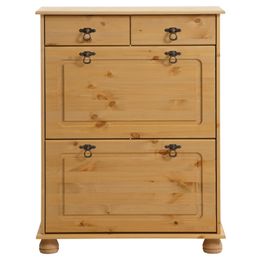 Schuhkommode OTTO HOME "Finca", beige (natur gebeizt, gewachst), B:75cm H:100cm T:30cm, Massivholz, Sideboards, Schuhkommode, aus massivem Kiefernholz, H&ouml;he 100 cm