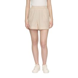 Shorts QS, Damen, Gr. 34, N-Gr, beige (ecru), Web, Obermaterial: 100% Baumwolle, gestreift, regular fit kurz, Hosen Shorts, Sommerhose mit feinem Streifenmuster