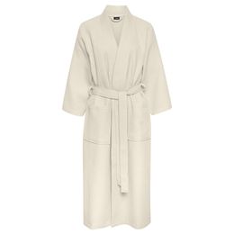 Bademantel Vivance Dreams, Damen, Gr. XL/44 (46), beige (cream), Waffelpiqu&eacute;, unifarben, Langform, Hausm&auml;ntel Bademantel, aus weichem Waffelpiqu&eacute;