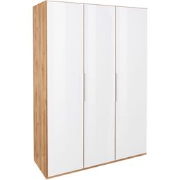 Kleiderschrank wimex "Level by fresh to go", braun (plankeneichefarben, wei&szlig;glas), B:150cm H:236cm T:58cm, Schr&auml;nke, Kleiderschrank, T&uuml;ren vollfl&auml;chig mit farbigem Glas