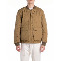 Bomberjacke Replay, Herren, Gr. XXL, braun (bronze), Web, Obermaterial: 100% Polyester, unifarben, regular fit, angesetztes B&uuml;ndchen, Jacken Bomberjacke, mit Steppmuster