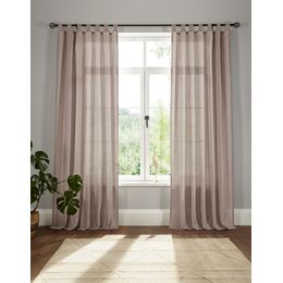 Vorhang Andas "Elby 1" Gr. 5, braun, B:142cm H:255cm, Jacquard, Baumwolle, Polyester, Gardinen, Vorhang, transparent, basic, monochrom, bis 295 cm L&auml;nge