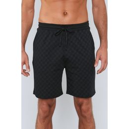 JOOP! Shorts JOOP "Leisure", Herren, Gr. M, N-Gr, schwarz, Jersey, Obermaterial: 95% Baumwolle, 4% Elasthan, 1% sonstige Fasern, unifarben, bequem kurz, Hosen Shorts, mit Cornflower-Alloverprint, elastischer Bund