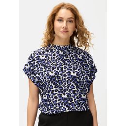 Kurzarmbluse Lascana, Damen, Gr. 46, blau (blau leo), Web, Obermaterial: 100% Viskose, figurumspielend h&uuml;ftlang, weit, Blusen Kurzarmbluse, mit Alloverdruck, Damenbluse, sportlich elegant