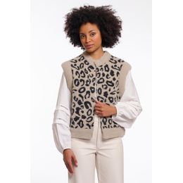 Rino & Pelle Kurzweste RINO & PELLE "ELONA", Damen, Gr. M (38), desert leopard, Boucl&eacute;, Obermaterial: 47% Polyamid, 28% Viskose, 25% Polyester, regular fit taillenbedeckt, Westen Kurzweste, mit B&uuml;ndchen