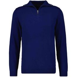 Rundhalspullover Ragman, Herren, Gr. 56, blau (royal blau, 722), Strick, 95% Baumwolle 5% Kaschmir, hoch geschlossener Ausschnitt, Pullover Rundhalspullover