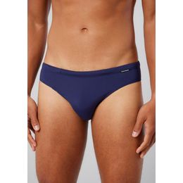 Badeslip Bruno Banani "Mini Wave Line 2.0 Swim", Jungen, Gr. XXL (8), N-Gr, blau (marine), Elasthan, Polyamid, unifarben, Badehosen Badeslip, mit seitlicher Logopr&auml;gung