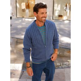 Strickjacke CLASSIC, Herren, Gr. 48, blau (jeansblau), 50% Polyacryl, 50% Wolle, unifarben, Strickjacken Strickjacke