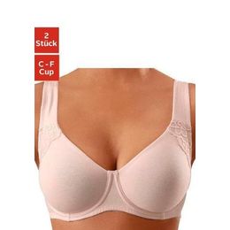 Minimizer-BH Petite Fleur, Damen, Gr. 95, Cup F, rosa (puder, wei&szlig;), Jersey, Obermaterial: 85% Baumwolle, 10% Polyamid, 5% Elasthan, Basic, BHs Minimizer-BH, mit B&uuml;gel, mit doppellagigen Cups und breiteren Tr&auml;gern