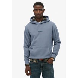 Kapuzensweatshirt Superdry "MICRO LOGO HOOD", Herren, Gr. M, flint stone blau grau, angeraute Sweatware, Obermaterial: 80% Baumwolle, 20% Polyester, unifarben, relaxed fit, Rundhals, Rippb&uuml;ndchen, Sweatshirts Kapuzensweatshirt
