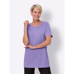 Longshirt Classic Basics "Longshirt", Damen, Gr. 44, lila (lavendel), 100% Baumwolle, unifarben, Rundhals, Shirts Longshirt