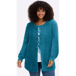 Strickjacke sheego, Damen, Gr. 52/54, topas, 100% Polyamid, unifarben, Strickjacken Strickjacke