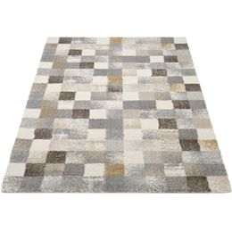 Teppich OCI DIE TEPPICHMARKE "NEW VILLA SQUARES", grau (grau, creme), B:240cm H:20mm L:340cm, Polypropylen, Teppiche, Teppich, feine Karos, meliert, Wohnzimmer