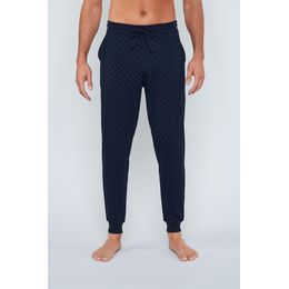 JOOP! Jogger Pants JOOP "Leisure", Herren, Gr. XXL, N-Gr, blau (navy), Obermaterial: 95% Baumwolle, 4% Elasthan, 1% sonstige Fasern, bequem lang, Hosen Jogger Pants, mit Cornflower-Allovermuster