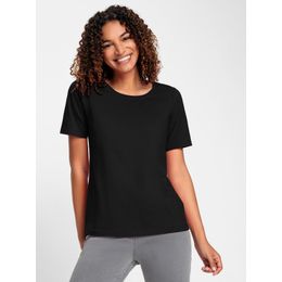 Kurzarmshirt Casual Looks "Kurzarm-Shirt", Damen, Gr. 38, schwarz, 95% Baumwolle, 5% Elasthan, unifarben, Rundhals, Shirts Kurzarmshirt