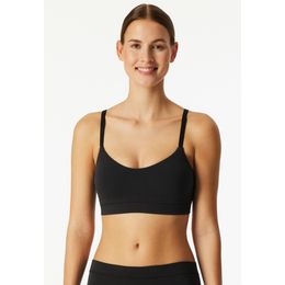 Bustier Schiesser "Unique Cotton", Damen, Gr. 38, N-Gr, schwarz, Obermaterial: 90% Baumwolle, 10% Elasthan, unifarben, BHs Bustier, mit herausnehmbaren Pads, ohne B&uuml;gel