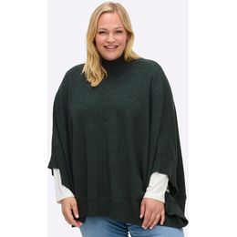 Poncho sheego, Damen, Gr. 2, moos, meliert, 50% Viskose, 28% Polyester, 22% Polyamid, meliert, unifarben, Jacken Poncho