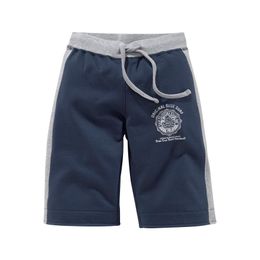 Sweatshorts Kidsworld "modische Sweatbermudas", Jungen, Gr. 176/182, N-Gr, blau (marine), angeraute Sweatware, Obermaterial: 100% Baumwolle. Obermaterial Melange: 90% Baumwolle, 10% Viskose, bedruckt, Basic, Hosen Sweatshorts, mit coolem Druck vorn