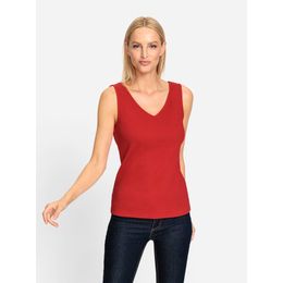 Tr&auml;gertop Heine, Damen, Gr. 46, rot, 95% Baumwolle, 5% Elasthan, unifarben, V-Ausschnitt, Tops Tr&auml;gertop