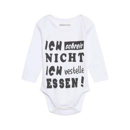 Langarmbody Kidsworld "Ich schreie nicht, ich bestelle Essen", Jungen, Gr. 50/56, N-Gr, wei&szlig;, Obermaterial: 100% Baumwolle, bedruckt, Basic, Bodys Langarmbody, aus Bio-Baumwolle, Topseller