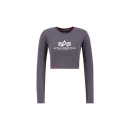 Sweater Alpha Industries "Basic Cropped Longsleeve W", Damen, Gr. XS, grau (vintage grau), Obermaterial: 95% Baumwolle, 5% Elastan, slim fit, Sweatshirts Sweater