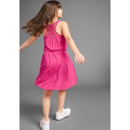 Jerseykleid Kidsworld "mit aufwendiger Spitze im R&uuml;cken", M&auml;dchen, Gr. 164/170, N-Gr, pink, Jersey, Obermaterial: 100% Viskose. Spitze: 100% Baumwolle, unifarben, figurumspielend kniefrei, Rundhals, Kleider Jerseykleid, Weich fallendes Viskosekleid