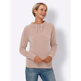 Strickpullover Classic Basics "Langarm-Pullover", Damen, Gr. 52, beige (puder), 100% Polyester, unifarben, Pullover Strickpullover