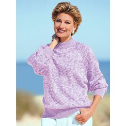 Strickpullover Classic Basics "Pullover", Damen, Gr. 44, lila (flieder), 100% Polyacryl, meliert, figurumspielend, Pullover Strickpullover