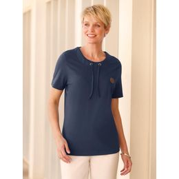 Kurzarmshirt Classic Basics "Kurzarm-Shirt", Damen, Gr. 42, dunkelblau, 100% Baumwolle, unifarben, Rundhals, Shirts Kurzarmshirt