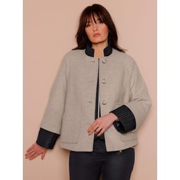 Doppeljacke CREATION L PREMIUM, Damen, Gr. 36, beige (beige, schwarz), 65% Wolle, 30% Polyester, 5% Polyamid, Besatz:78% Polyester, 22% Polyamid, unifarben, Jacken Doppeljacke