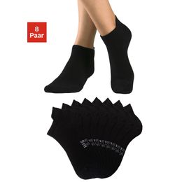 H.I.S. Sneakersocken H.I.S, Damen, Gr. 35-38, schwarz (8x schwarz), Baumwollmischung, unifarben, elastisch, Socken Sneakersocken, mit verl&auml;ngertem B&uuml;ndchen hinten