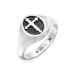 Siegelring Kuzzoi "Ring Siegelring Kreuz 925 Sterling Silber" Gr. 64, silber, Fingerringe, Herren, 64, ohne Stein, Silber 925 (Sterlingsilber), 10mm, Siegelring