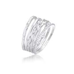 Ring-Set Elli "Ring Stapelringe Stacking Basic 5er Set 925 Silber" Gr. 52, silber, Fingerringe, Damen, 52, ohne Stein, Silber 925 (Sterlingsilber), Ring-Set