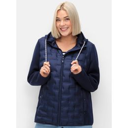 Steppjacke sheego, Damen, Gr. 54, blau (marine), 100% Polyester, Einsatz:76% Polyester, 8% Elasthan, 16% Viskose, unifarben, Jacken Steppjacke