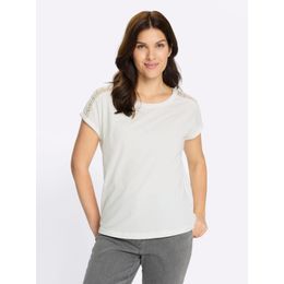 Rundhalsshirt Classic Basics "Rundhals-Shirt", Damen, Gr. 48, ecru, 100% Baumwolle, unifarben, Rundhals, Shirts Rundhalsshirt