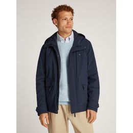 Outdoorjacke Tommy Hilfiger "LW PACKABLE HOODED JKT", Herren, Gr. S, blau (desert sky), Web, Obermaterial: 100% Polyester, unifarben, regular fit h&uuml;ftlang, verstellbar B&uuml;ndchen mit Druckkn&ouml;pfen, Jacken Outdoorjacke, mit Logostickerei