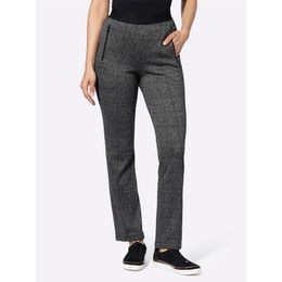 Schlupfhose Casual Looks, Damen, Gr. 46, Normalgr&ouml;&szlig;en, schwarz (schwarz, steingrau, meliert), 77% Polyester, 20% Viskose, 3% Elasthan, meliert, lang, Hosen Schlupfhose