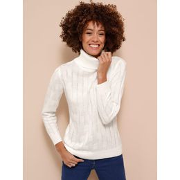 Rollkragenpullover Classic Basics "Rollkragen-Pullover", Damen, Gr. 42, beige (ecru), 100% Polyacryl, unifarben, Pullover Rollkragenpullover