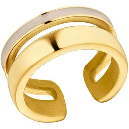 Fingerring s.Oliver "2037982/-83/-84/-85" Gr. 54, beige (gelbgoldfarben, beige), Fingerringe, Damen, 54, Edelstahl, 10mm, Fingerring, mit Emaille