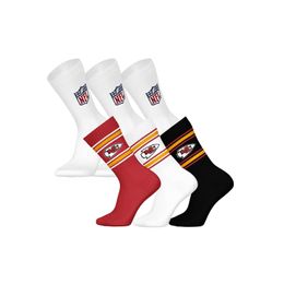 Kurzsocken NFL "Socken NFL 6Pack Crew Socks 6er Pack", Damen, Gr. 39-42, bunt (kansas city chiefs, wei&szlig;), Obermaterial: 58% Baumwolle CO. 39% Polyester PES. 3% Elasthan EL., Socken Kurzsocken