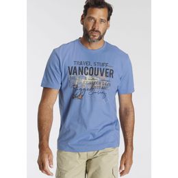 MAN'S WORLD T-Shirt MAN'S WORLD, Herren, Gr. M (48/50), blau, Jersey, Obermaterial: 100% Baumwolle, bedruckt, regular fit, Rundhals, Shirts T-Shirt, Kurzarm, bedruckt, Rundhalsausschnitt, aus dehnbarem Jerseystoff, Topseller