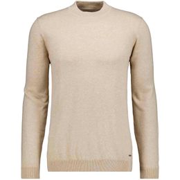 Rundhalspullover Ragman, Herren, Gr. 56, beige, melange, 820, Strick, 95% Baumwolle 5% Kaschmir, hoch geschlossener Ausschnitt, Pullover Rundhalspullover