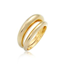 Ring-Set Elli Premium "Ring Bandring Basic Klares Design 2er Set 925 Silber" Gr. 56, gold, Fingerringe, Damen, 56, ohne Stein, Silber 925 (Sterlingsilber), 5mm, Ring-Set