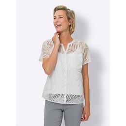 Kurzarmbluse Classic Basics, Damen, Gr. 50, wei&szlig;, 100% Polyester, unifarben, Rundhals, Blusen Kurzarmbluse